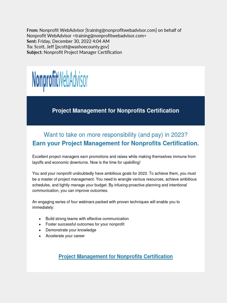 Dec 2022 Emails | PDF | Project Management | Nonprofit Organization