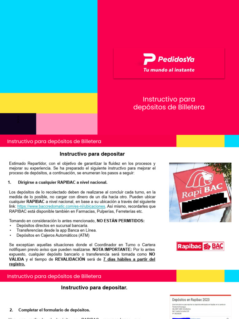 Guía Depósitos Billetera RAPIBAC | PDF
