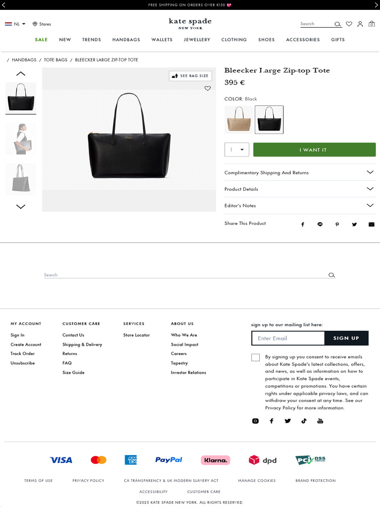 Bleecker Large Zip-Top Tote Kate Spade NL | PDF