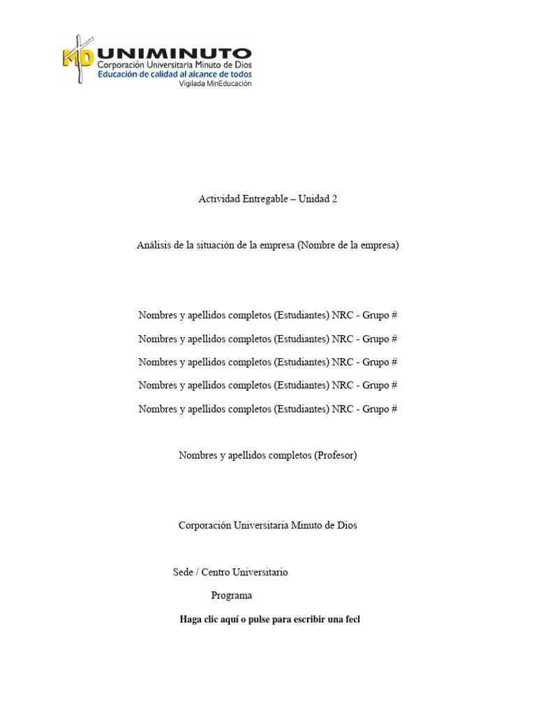 Formato Entregable Unidad 2 | PDF | Business | Informática