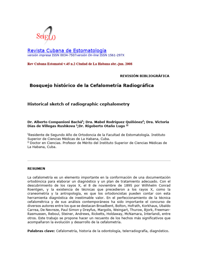 Historia de la Cefalometría Radiográfica | PDF
