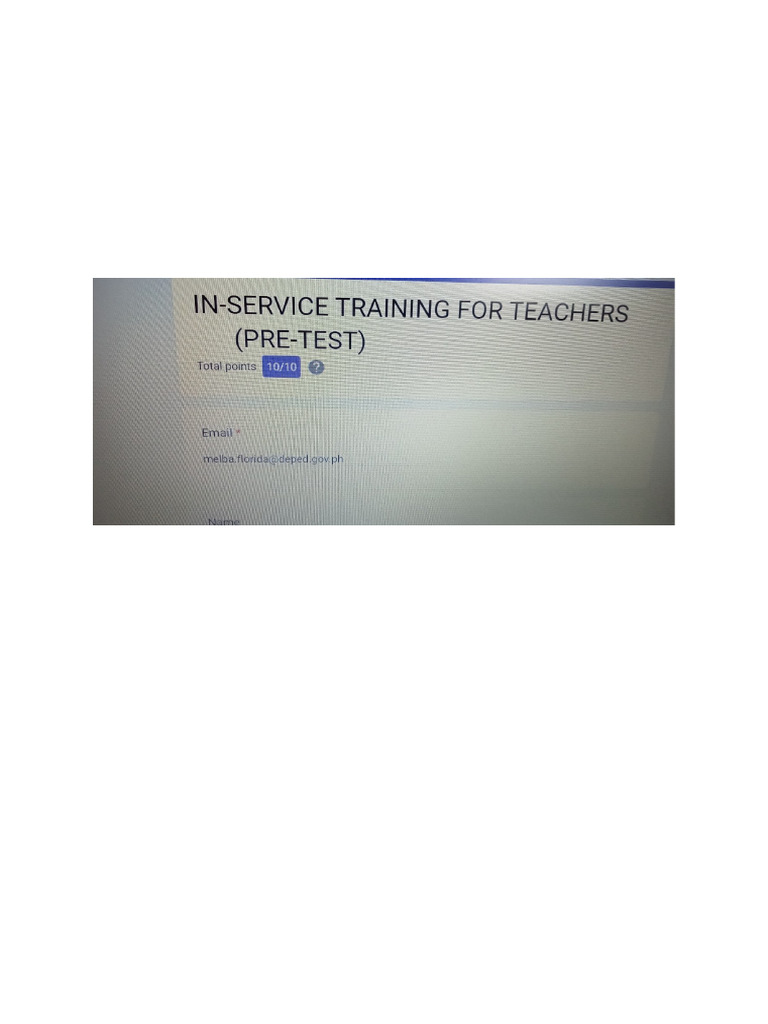 In-Service Training For Teachers (Pre - Test) | PDF