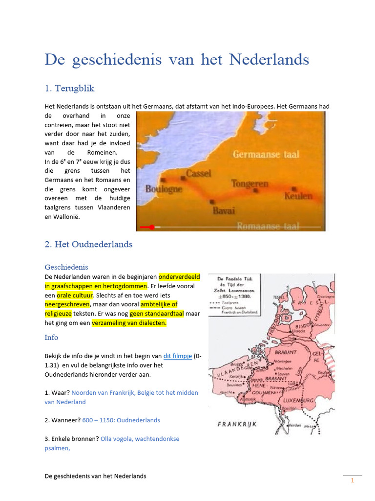 1 Thema 2 de Geschiedenis Van Het Nederlands 3 | PDF