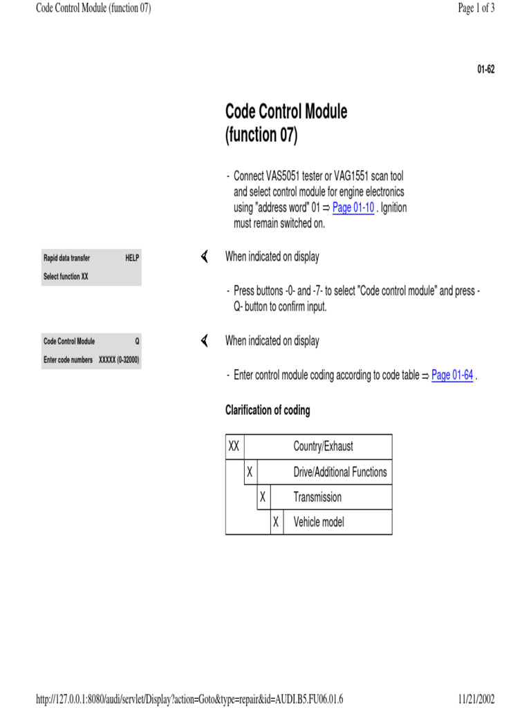 Code Control Module (Function 07) : Page 01-10 | PDF | Manual ...