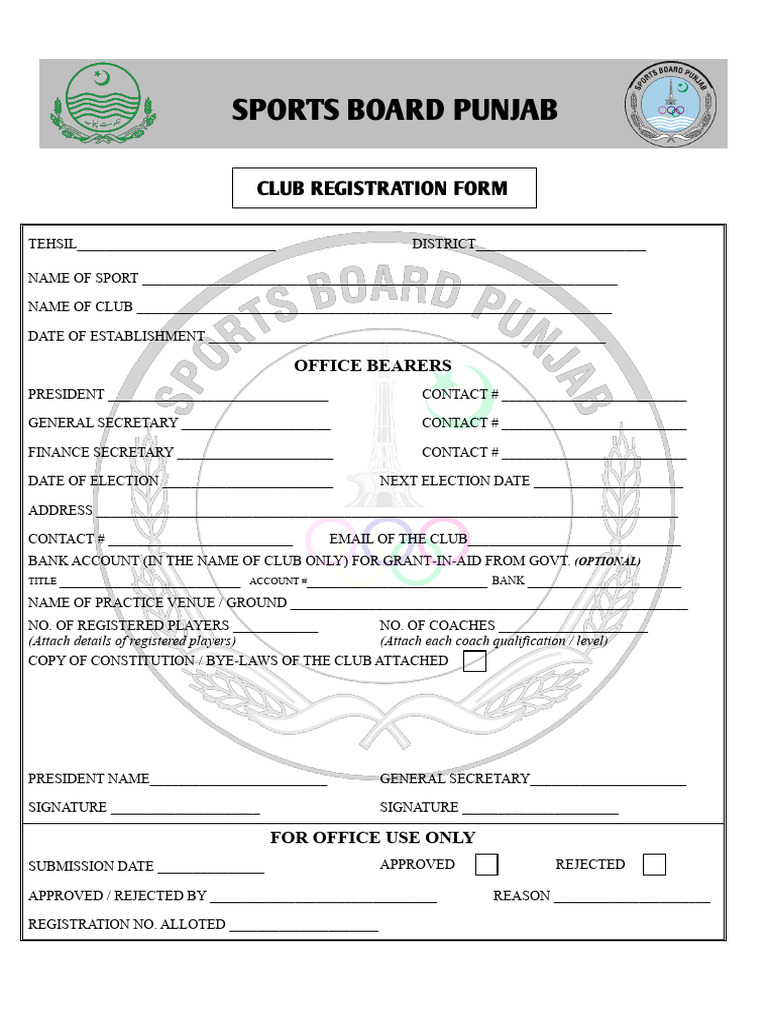 Sports Club Registration Form-1 - Signed | PDF