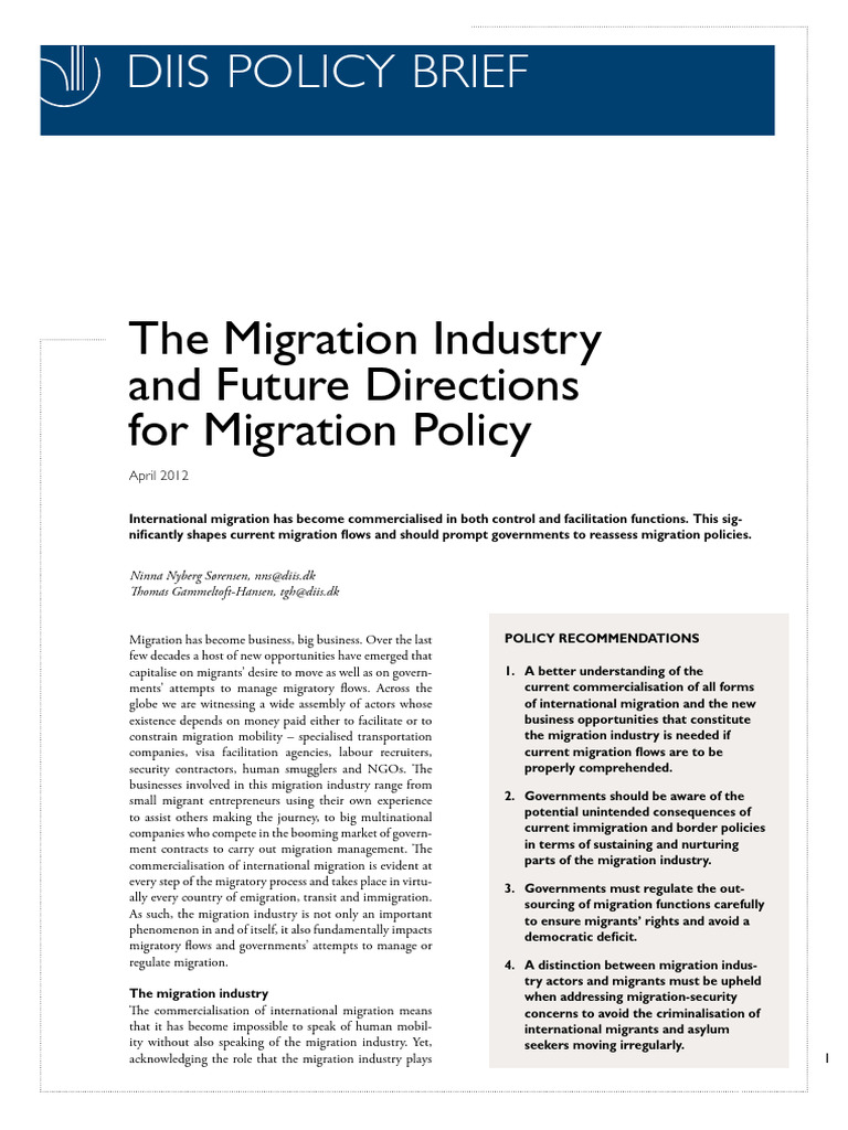 Migration Industry's Impact on Policy | PDF | Human Migration | Immigration