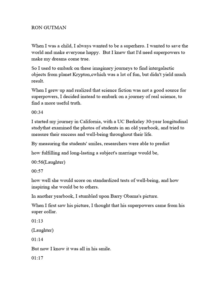 TED Ron Gutman | PDF | Smile | Brain