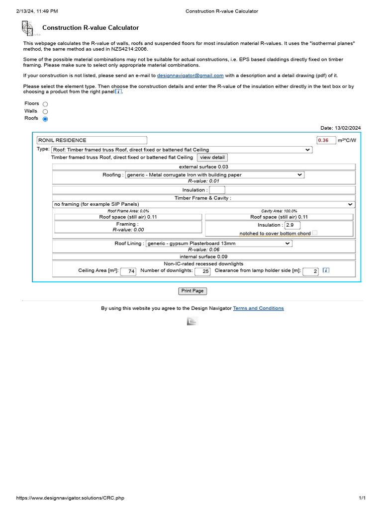 Construction R-Value Calculator-Roof | PDF