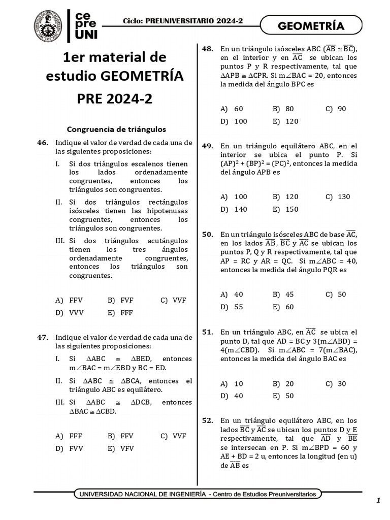 S2b ENUNCIADO PRE 2024-2 | PDF | Triángulo | Matemática Elemental