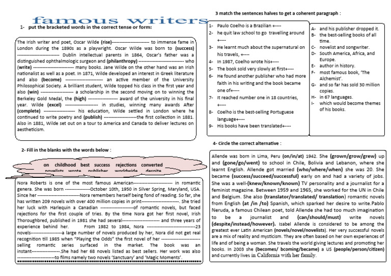 Famous Writers Language Activities - 95475 | PDF | History | Classics
