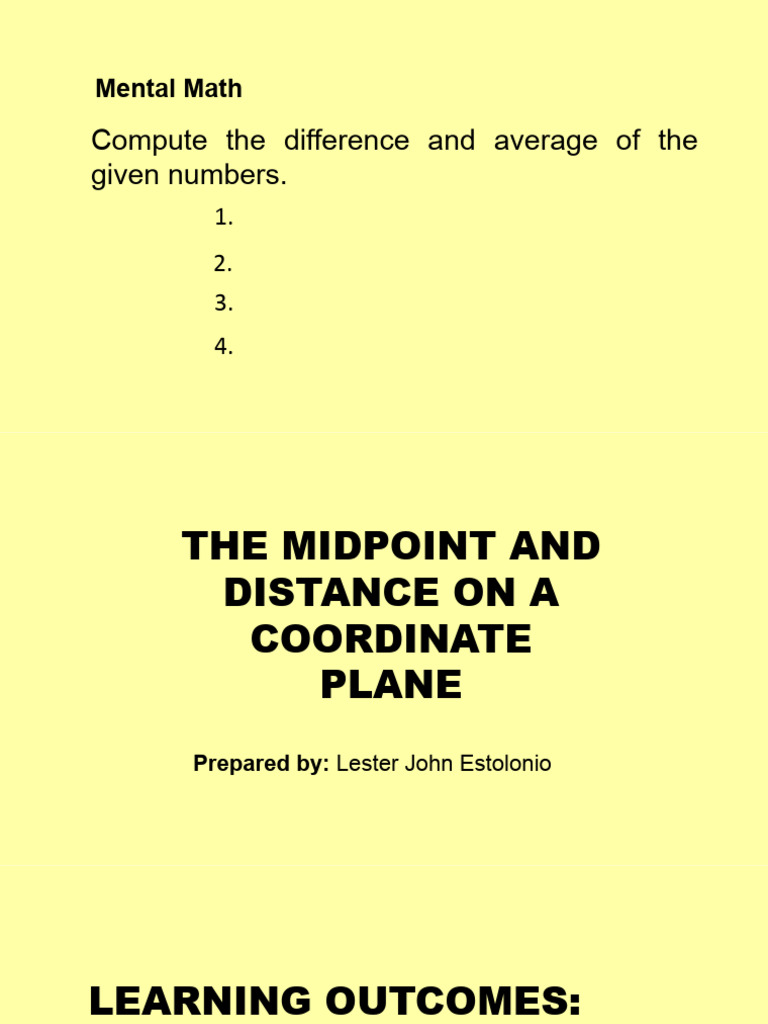 Midpoint and Distance on a Coordinate Plane | PDF | Cartesian ...