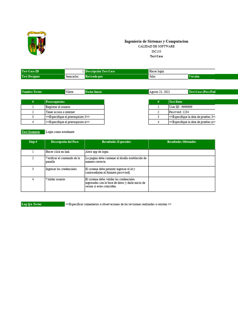 UCSD Template Test Case | PDF