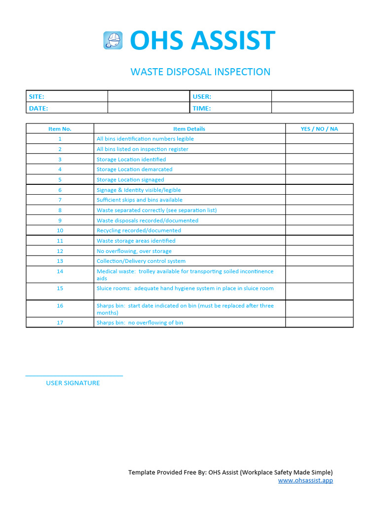 Waste Disposal Inspection Checklist | PDF