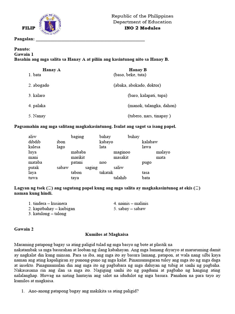 Filipino 2 Module | PDF