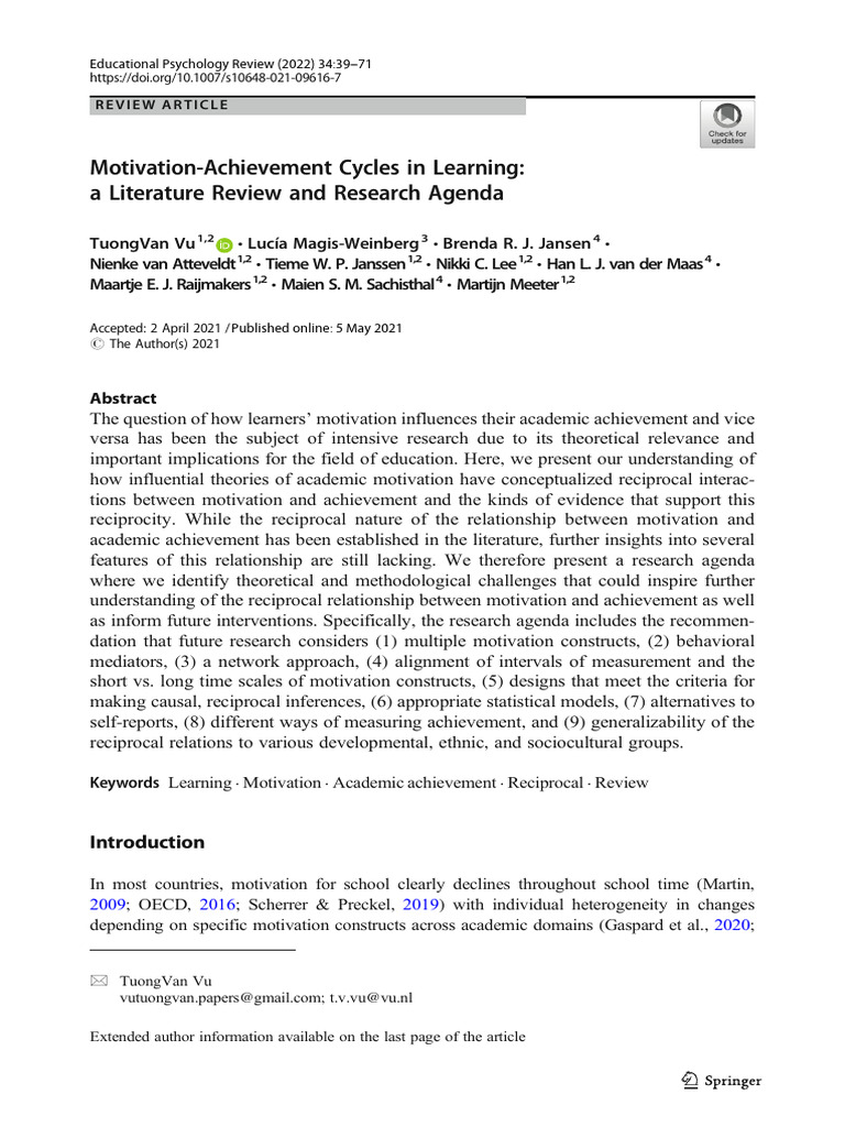 Motivation-Achievement Cycles in Learning | PDF