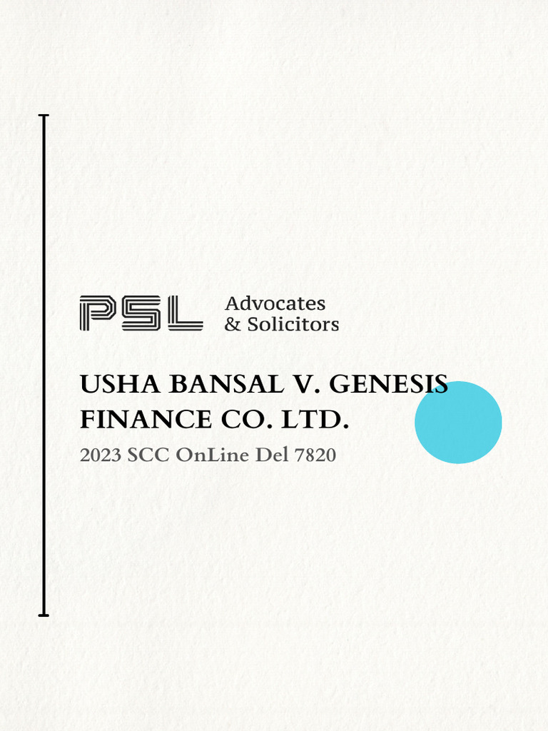 Usha Bansal vs. Genesis Finance Ruling | PDF | Mediation | Arbitration