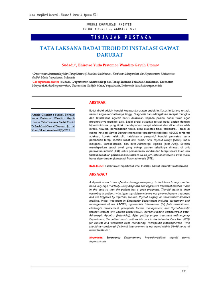Tata Laksana Badai Tiroid Darurat | PDF