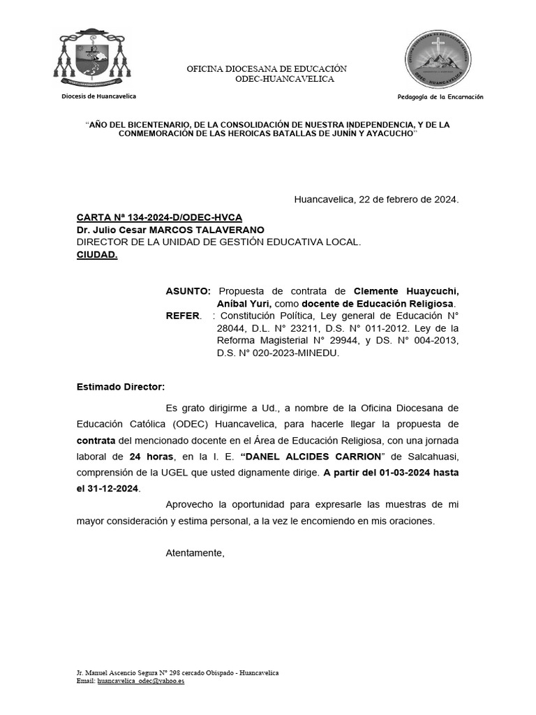 Modelo de Carta para Ugel | PDF