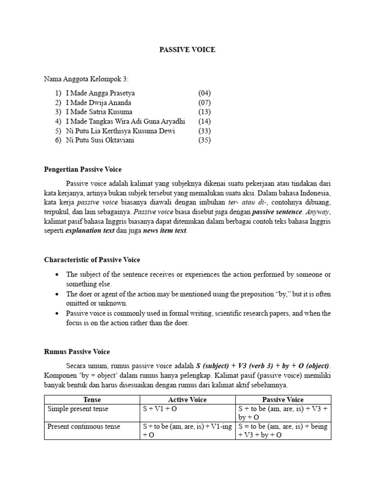 Passive Voice 1 | Download Free PDF | Grammatical Tense | Syntactic ...