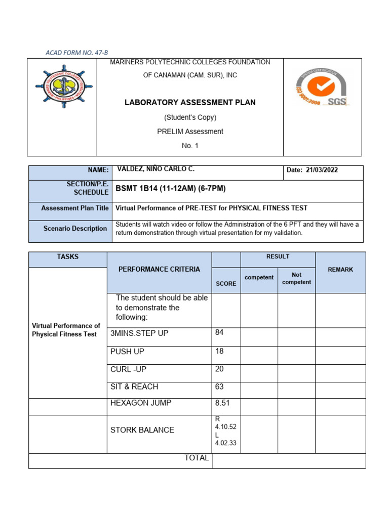 New PFT Template - Valdez | PDF