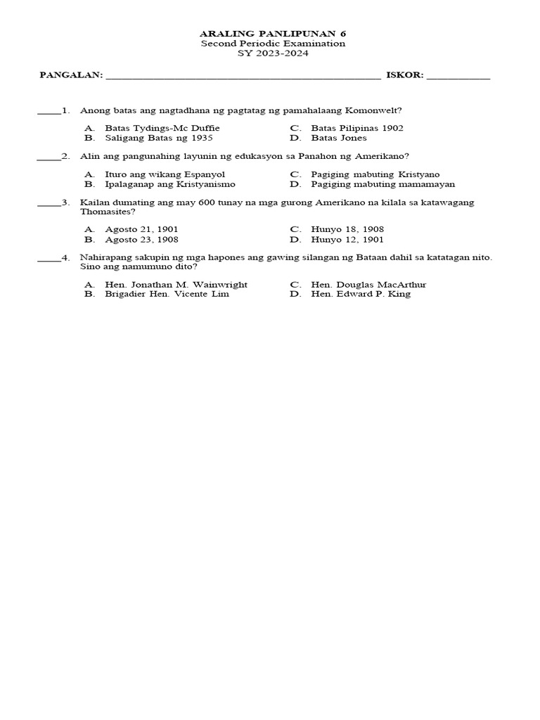 Ap 6 - Q2 - PT - New | PDF