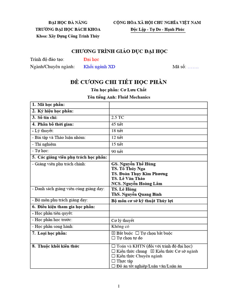 De Cuong-Co Luu Chat+thi Nghiem | PDF