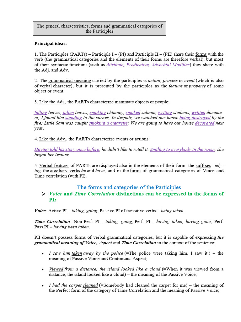 Understanding Participles and Their Uses | PDF | Adjective | Linguistics