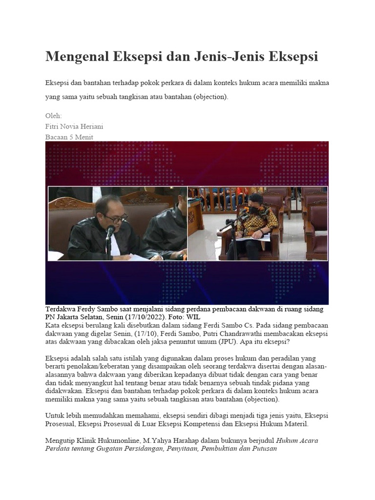 Mengenal Eksepsi dan Jenis | PDF