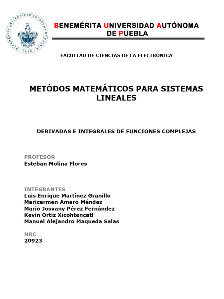 Tarea 1 Derivadas e Integrales de Funciones Complejas | PDF