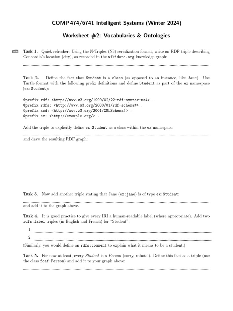 worksheet02 - Vocabularies & Ontologies | PDF | Resource Description Framework | Semantic Web