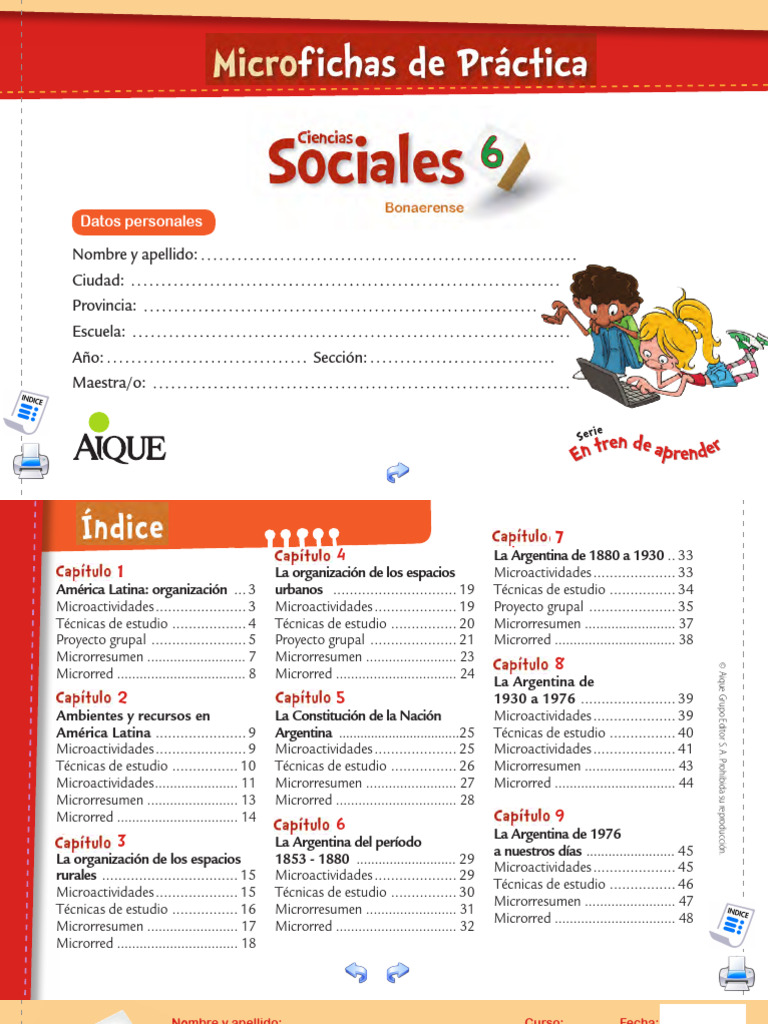 Microfichas Ciencias Sociales 6 Bonaerense | PDF