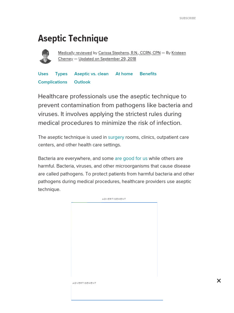 Aseptic Technique - Uses, Benefits, and Complications | PDF | Surgery ...