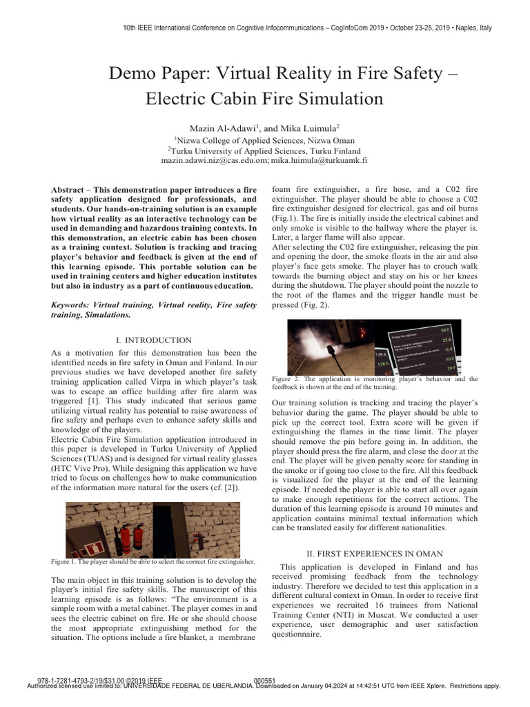 VR Electric Fire Safety Training Demo | PDF | Fires | Virtual Reality