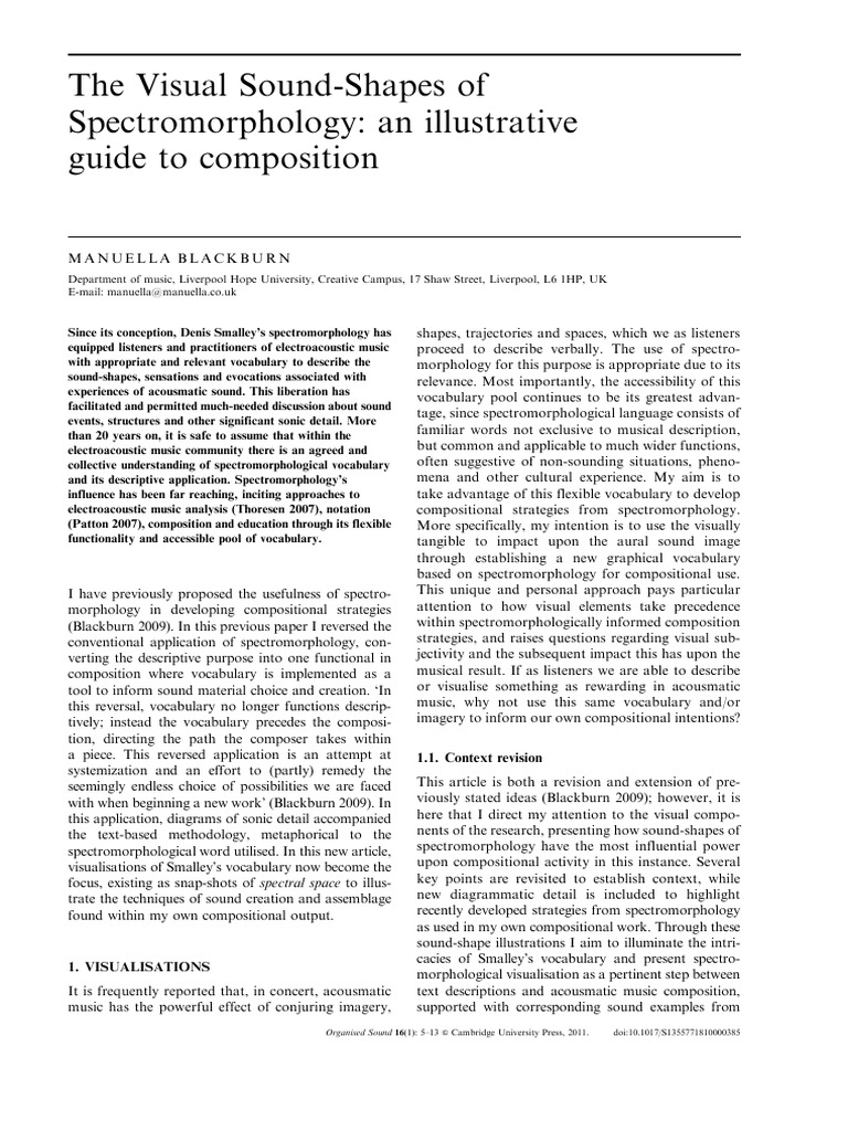 Visualizing Spectromorphology in Composition | PDF | Sound ...