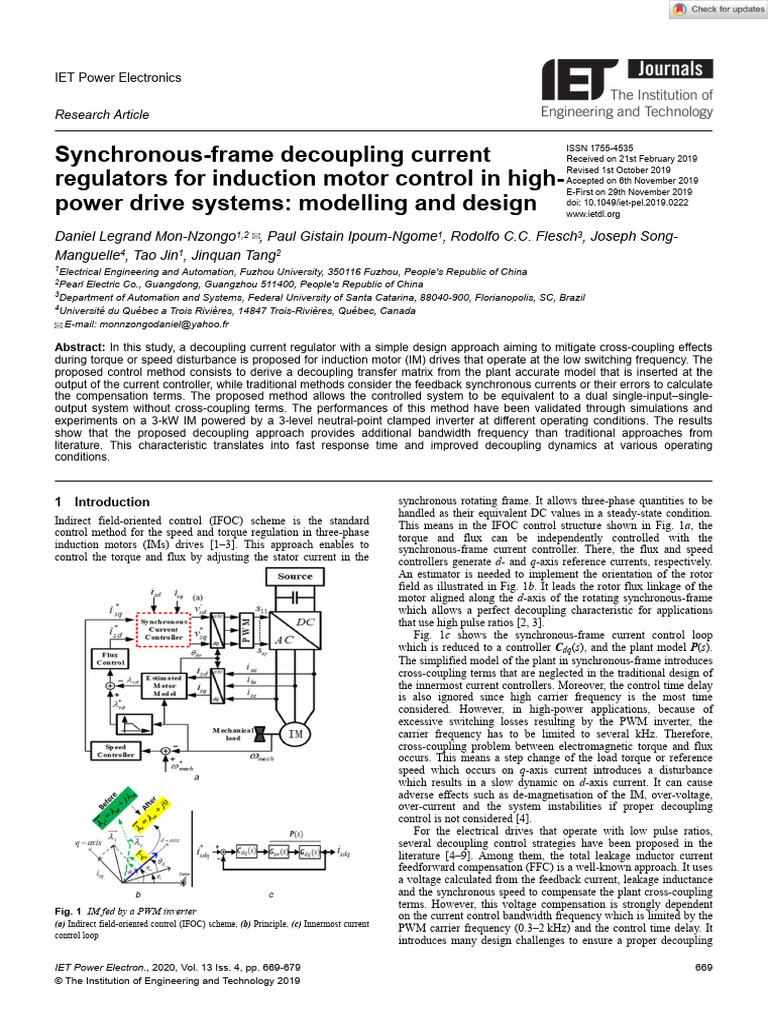 Synchronous-Frame Decoupling Currentregulators For Induction Motor Control in Highpower Drive ...