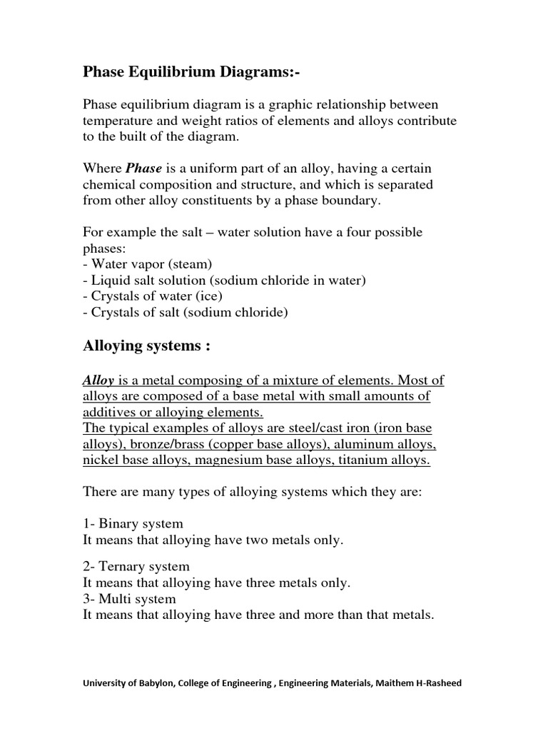 Phase Equilibrium in Alloy Systems | PDF | Teaching Methods & Materials ...