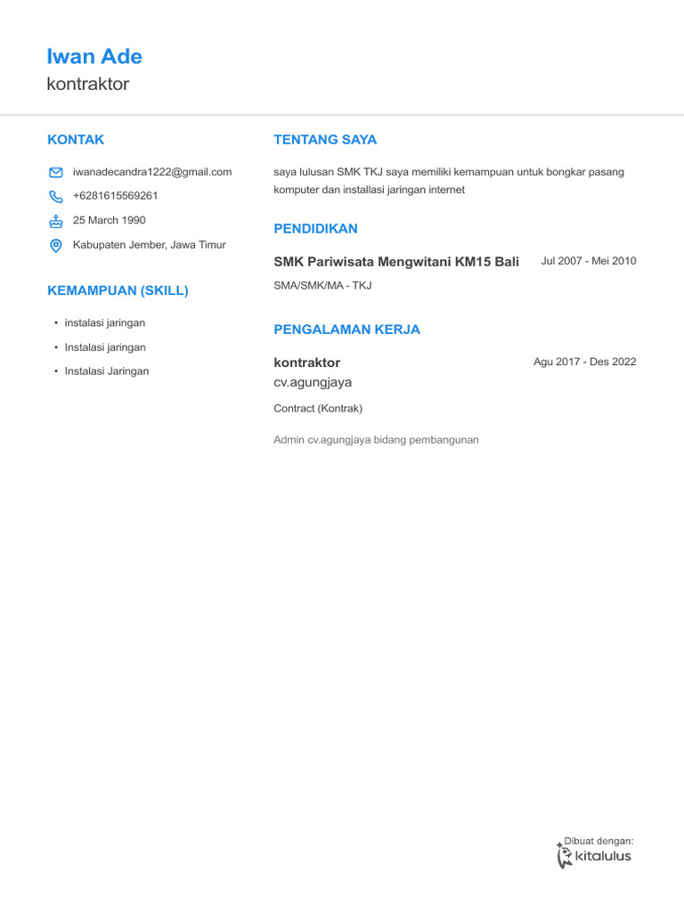 Iwan Ade KitaLulusCV | PDF