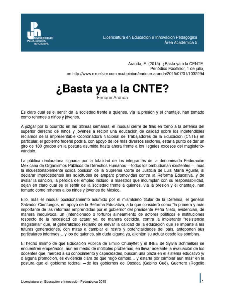 Basta ya CNTE | PDF