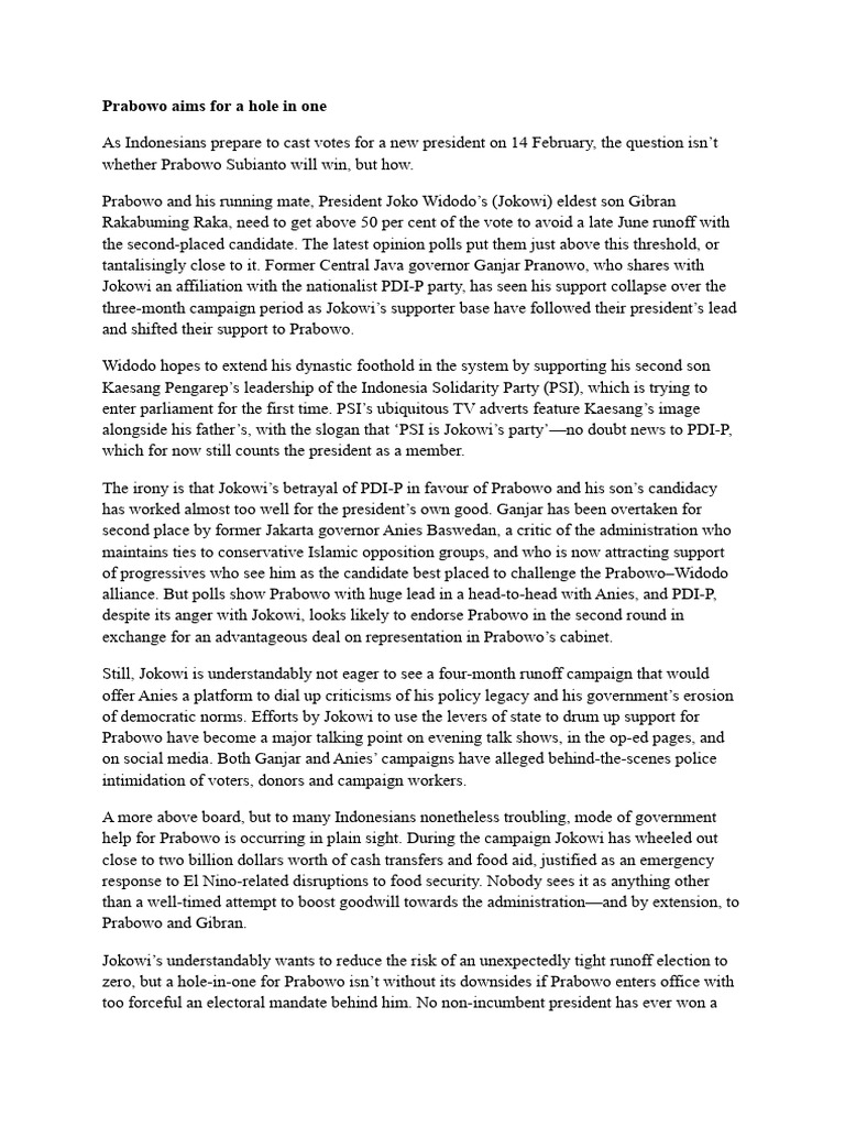 Prabowo's Path to Presidential Victory | PDF | Government | Elections
