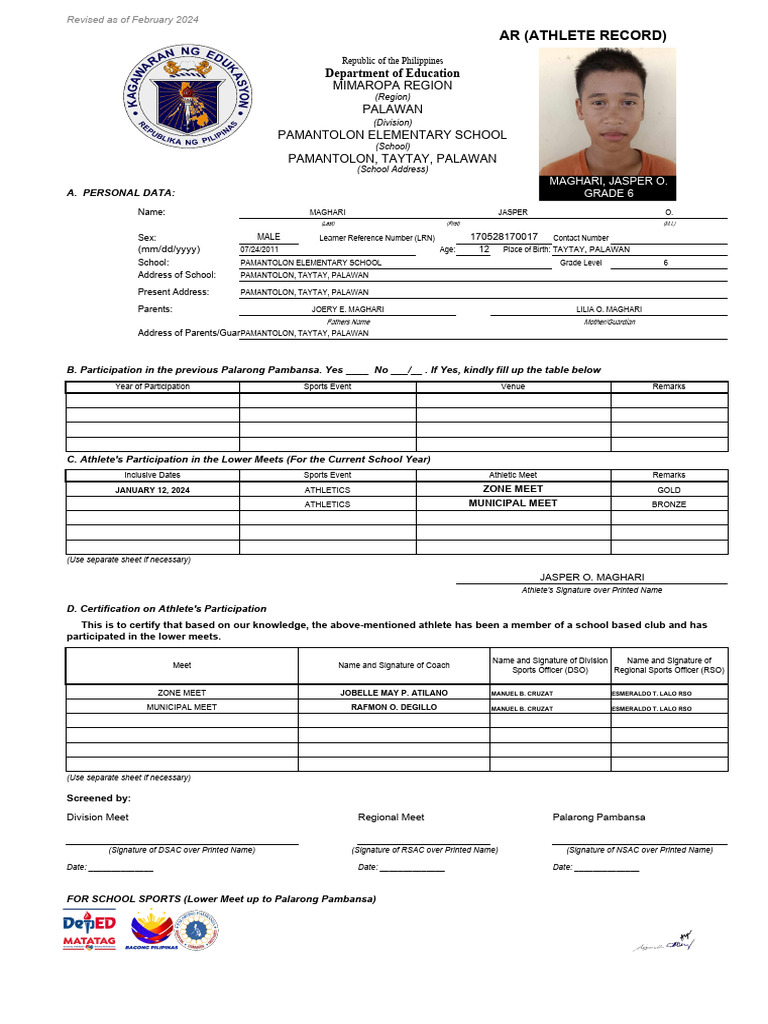 Athlete Records for MIMAROPA Region | PDF | Student Sport | Multi Sport Events