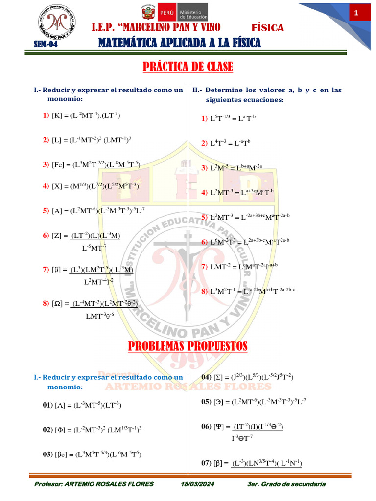 Sem-03 Matematica Aplicada A La Fisica I 3ro | PDF | Matemáticas