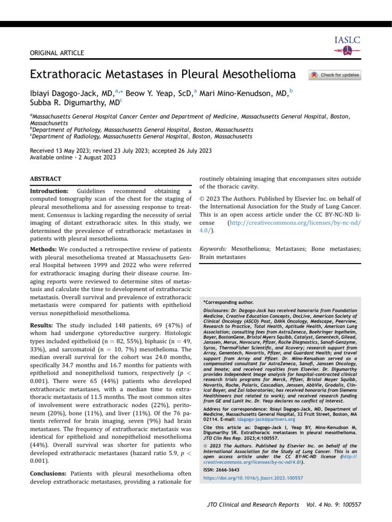 Mets Mesotelioma | Download Free PDF | Metastasis | Clinical Medicine