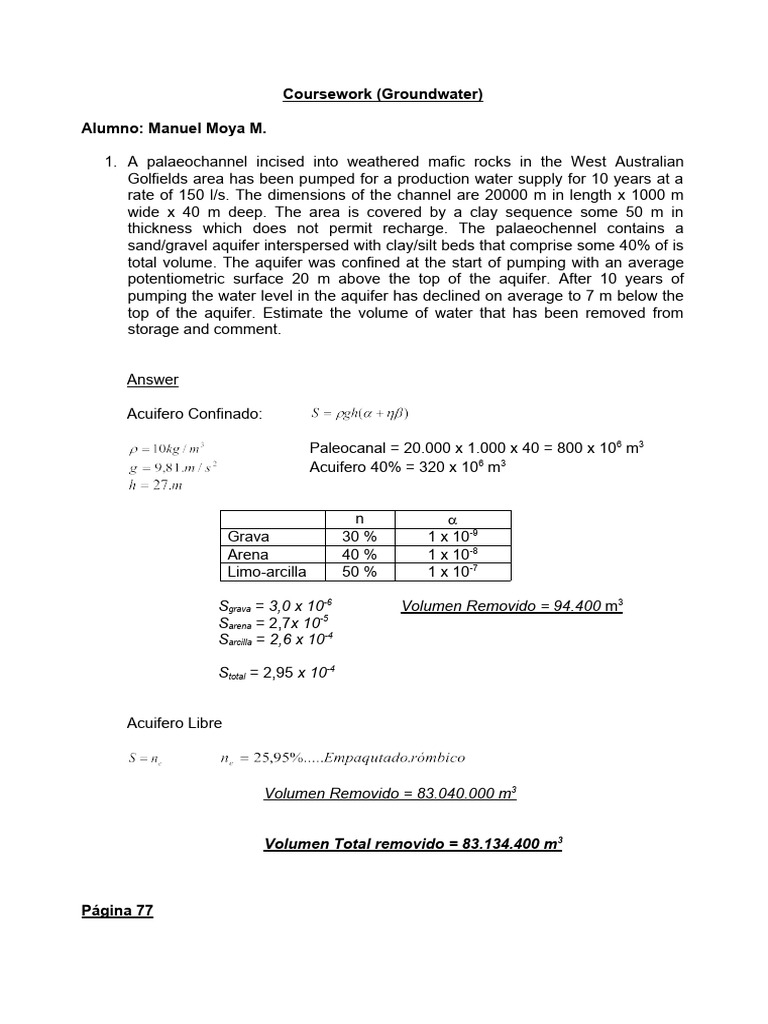 Tarea Hidrogeologia | PDF | Aquifer | Environmental Engineering