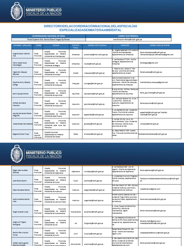 2302 Directorio Fema | PDF | Comunidad andina | Perú