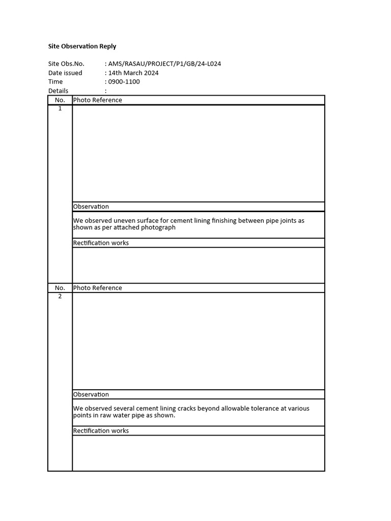 AMS QAQC Observation Reply Templates | PDF