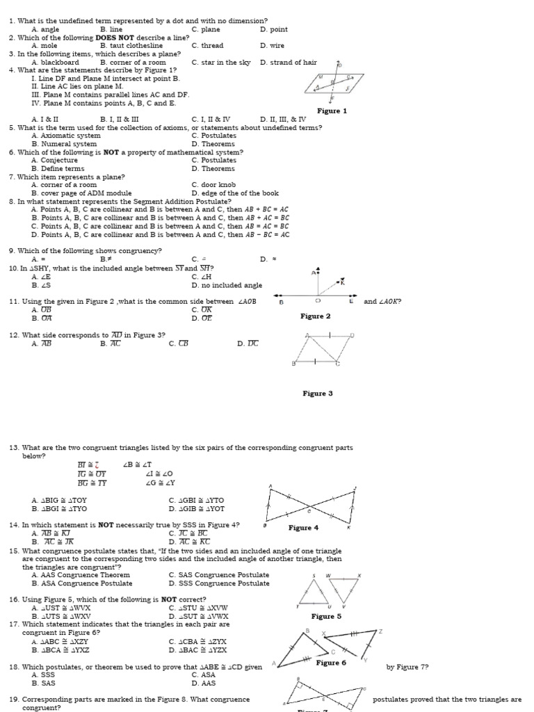 reviewer-in-3rd-quarter | PDF | Euclidean Plane Geometry | Elementary Mathematics