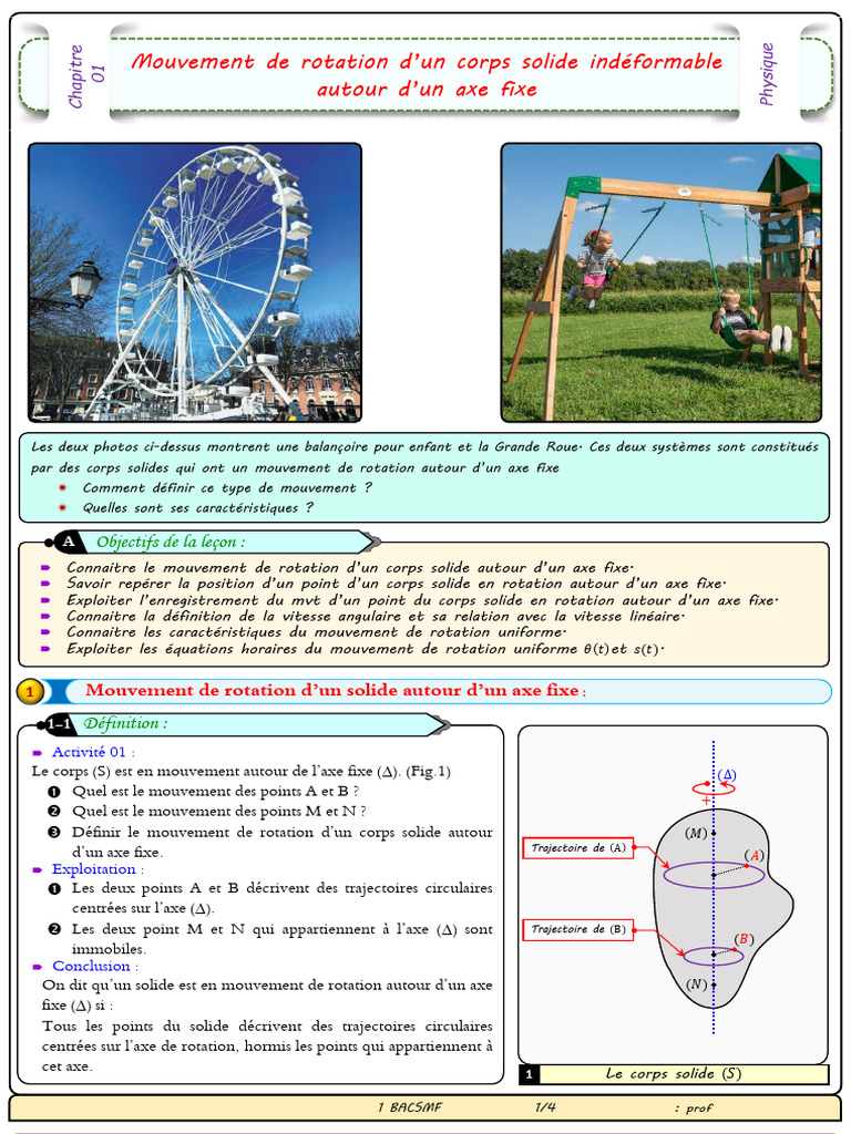Mouvement de rotation d'un solide | PDF | Mouvement de rotation | Rotation