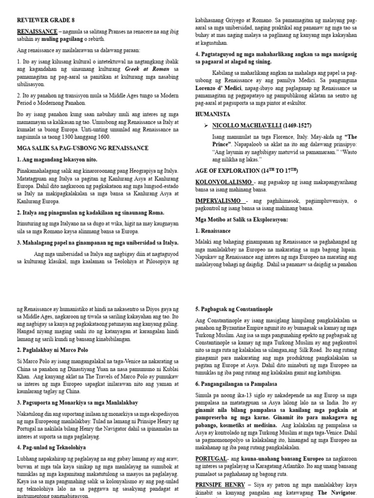 REVIEWER-GRADE-8 AP | PDF