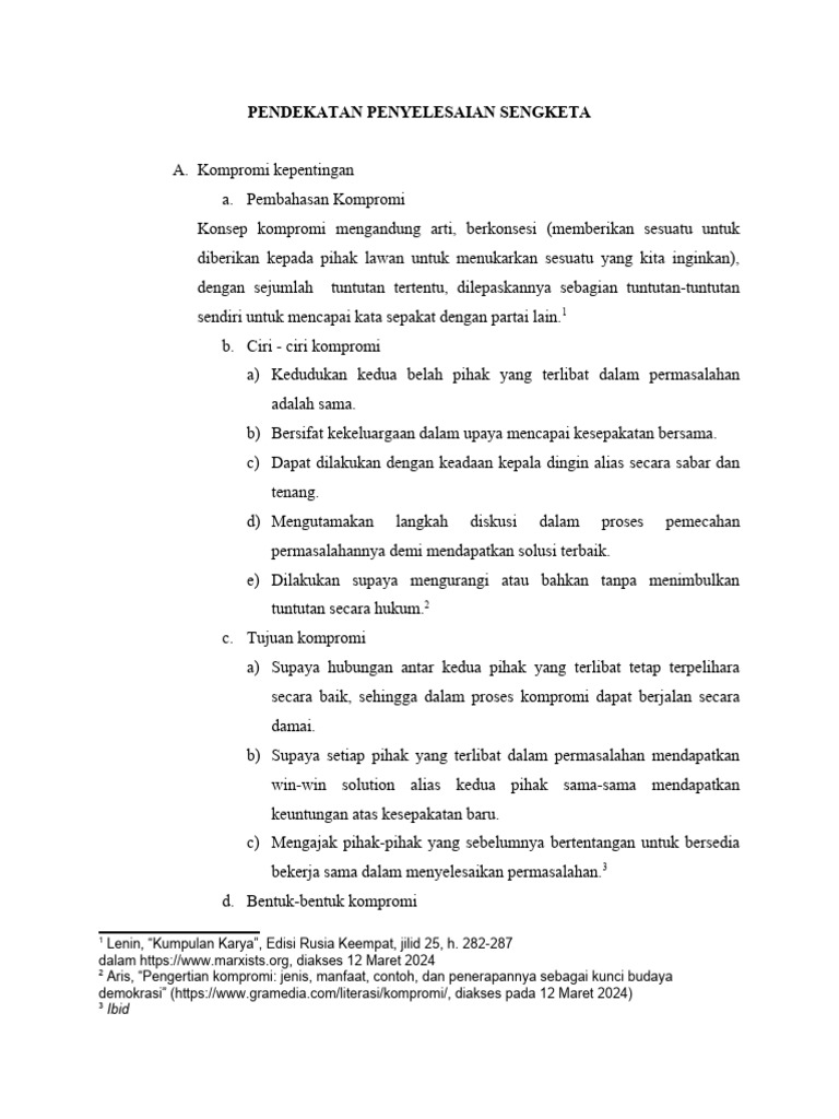 Kompromi dalam Penyelesaian Sengketa | PDF