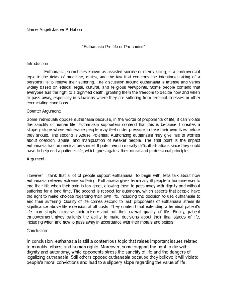 Position PaperESP 10 | PDF | Terminal Illness | Professional Ethics